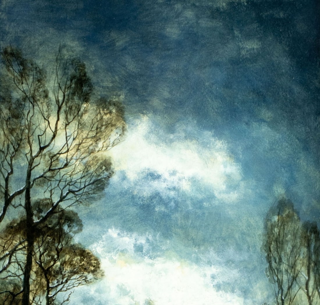 James Walter Gozzard | Winter Country Landscape with Horse Wagon ...