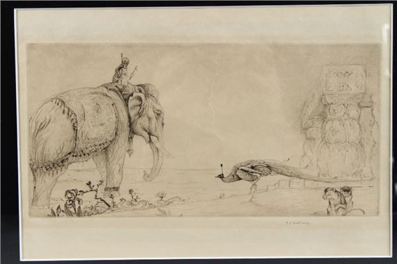 Edward Julius Detmold | Elephant and Peacock | MutualArt