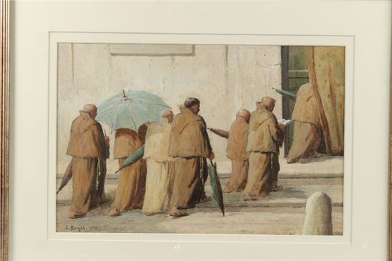 Joseph Knight | Monks leading into a church (1873) | MutualArt
