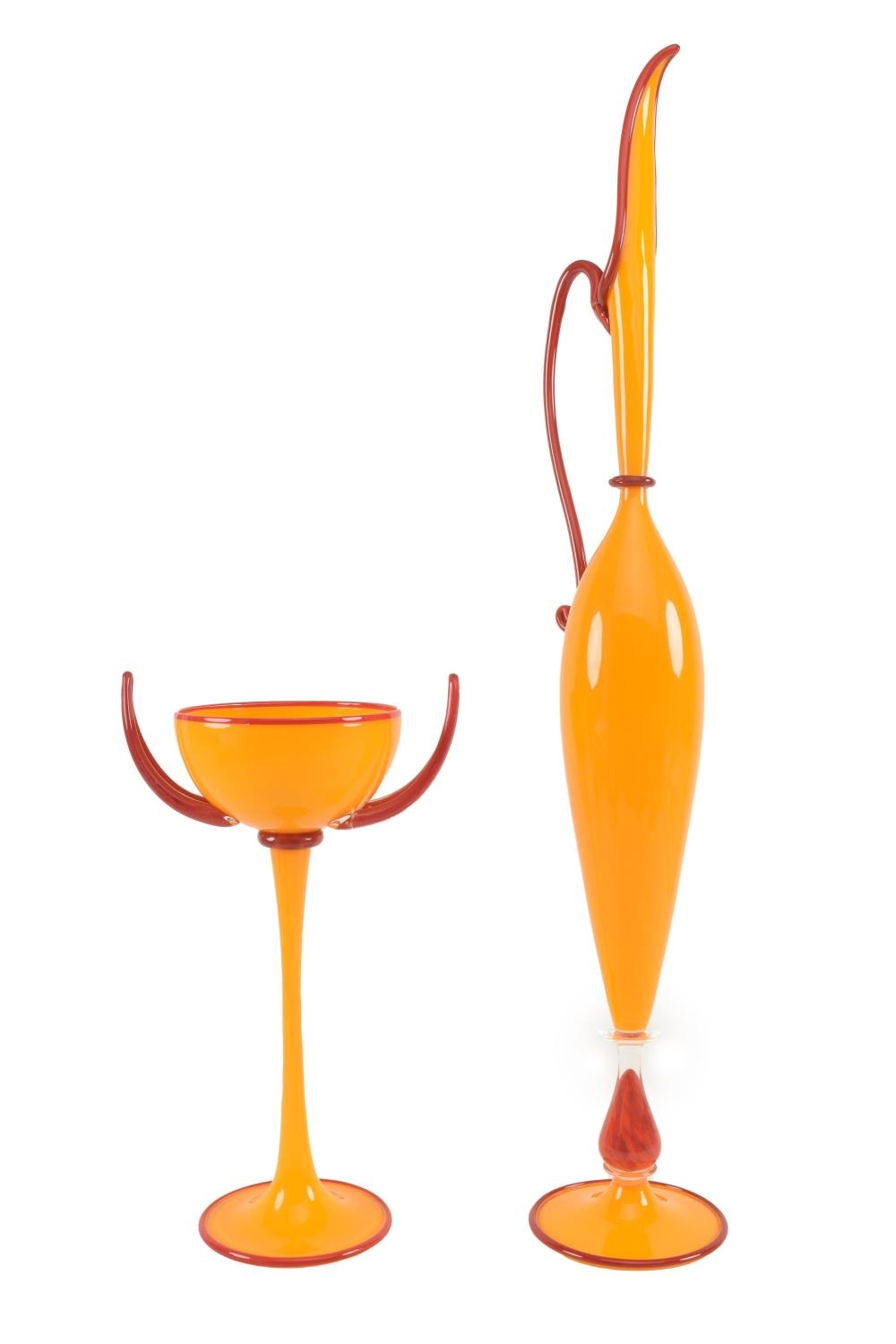 Dante Marioni | Dante Marioni pairing of blown glass vases. Yellow ...