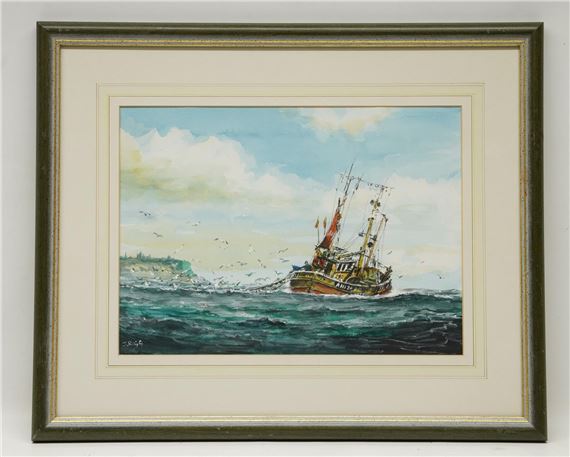 Jack Rigg | Scottish fishing boat off Scarborough | MutualArt
