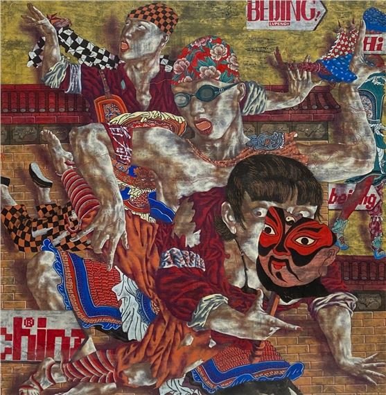 Lv Peng | a contemporary Chinese figurative abstract ink and colour painting on paper (1998 ...