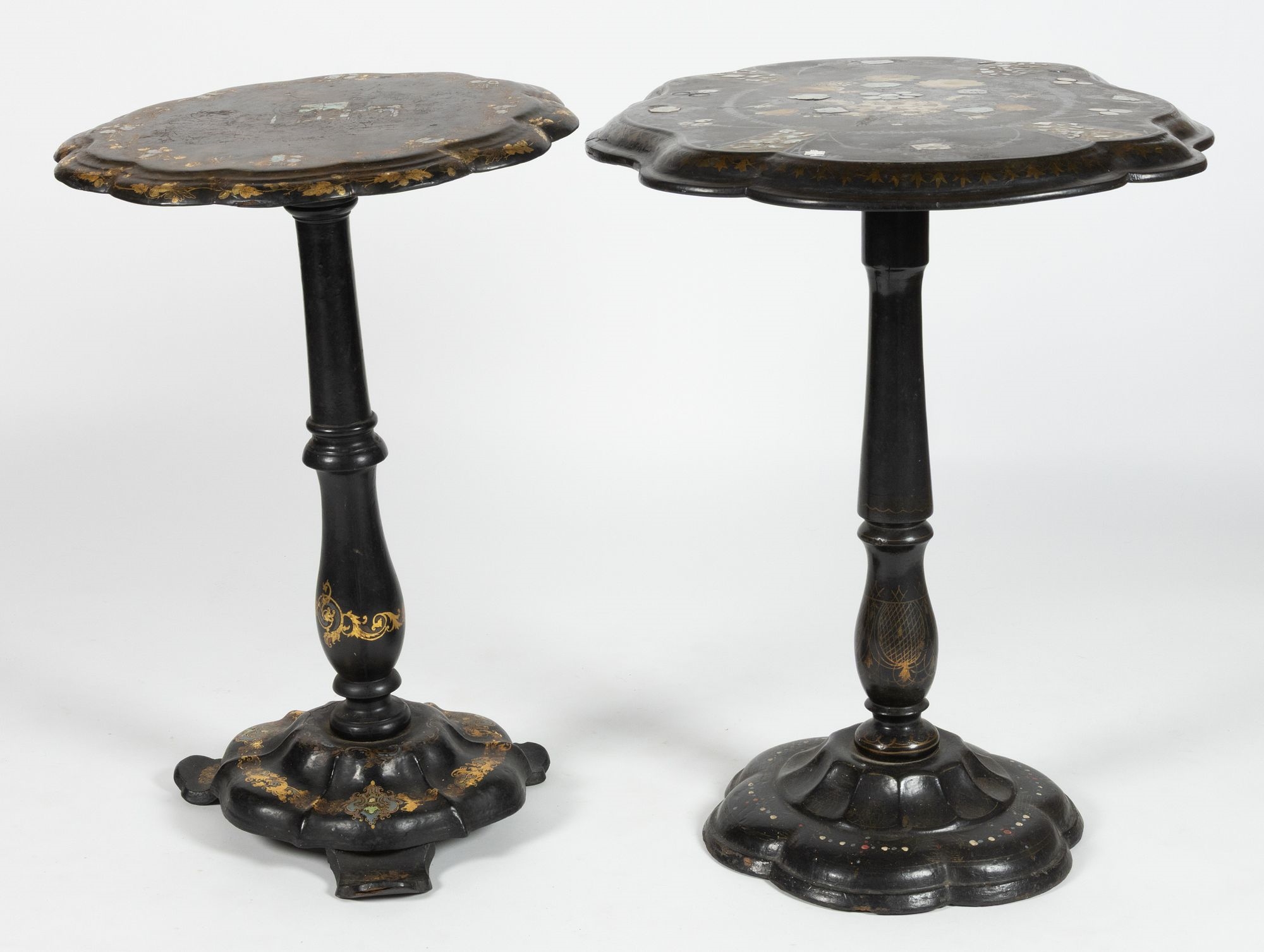Mache | ENGLISH LACQUERED PAPIER-MACHE TILT-TOP TABLES / CANDLESTANDS ...