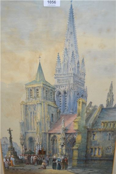 William H. Wallis | Continental cathedral with figures in procession to ...
