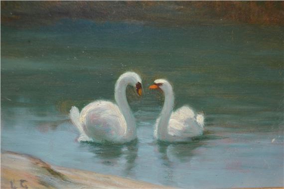 Louis Gianoli | study of two swans | MutualArt