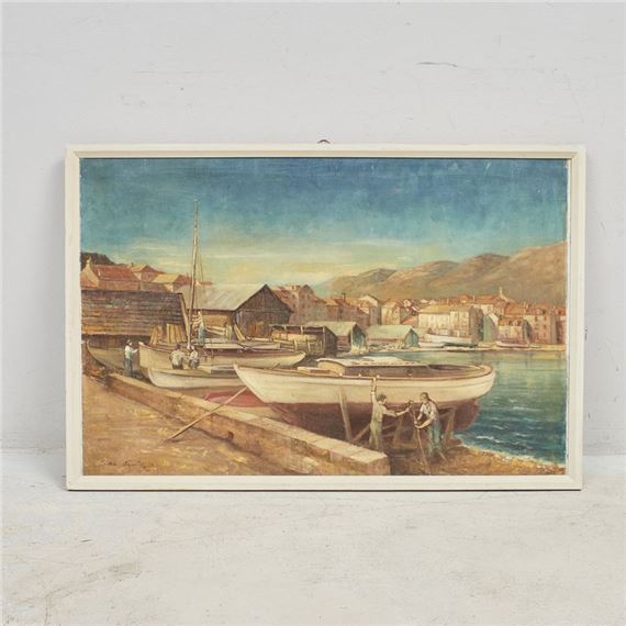 Jan Pospisil | Scene from a harbour (1937) | MutualArt