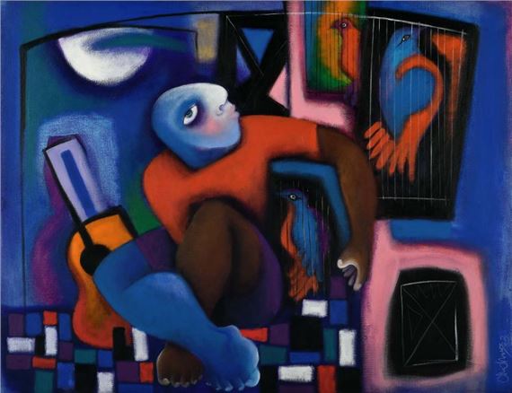 Roberto Chichorro | Azul de silêncio com pássaros (1993) | MutualArt