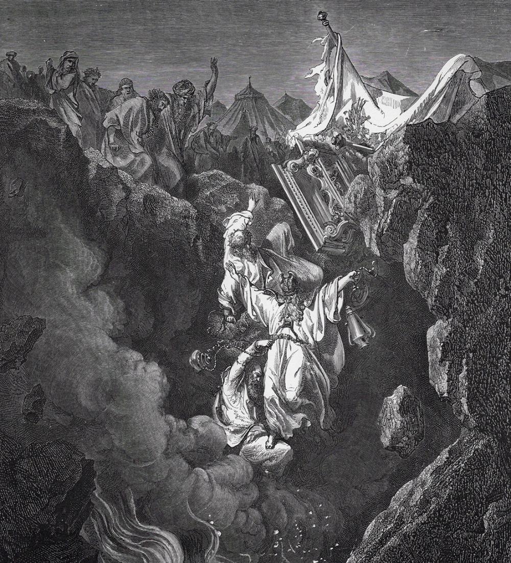 Gustave Doré | Gustave DORE 1800s Biblical Woodcut Death of Korah ...
