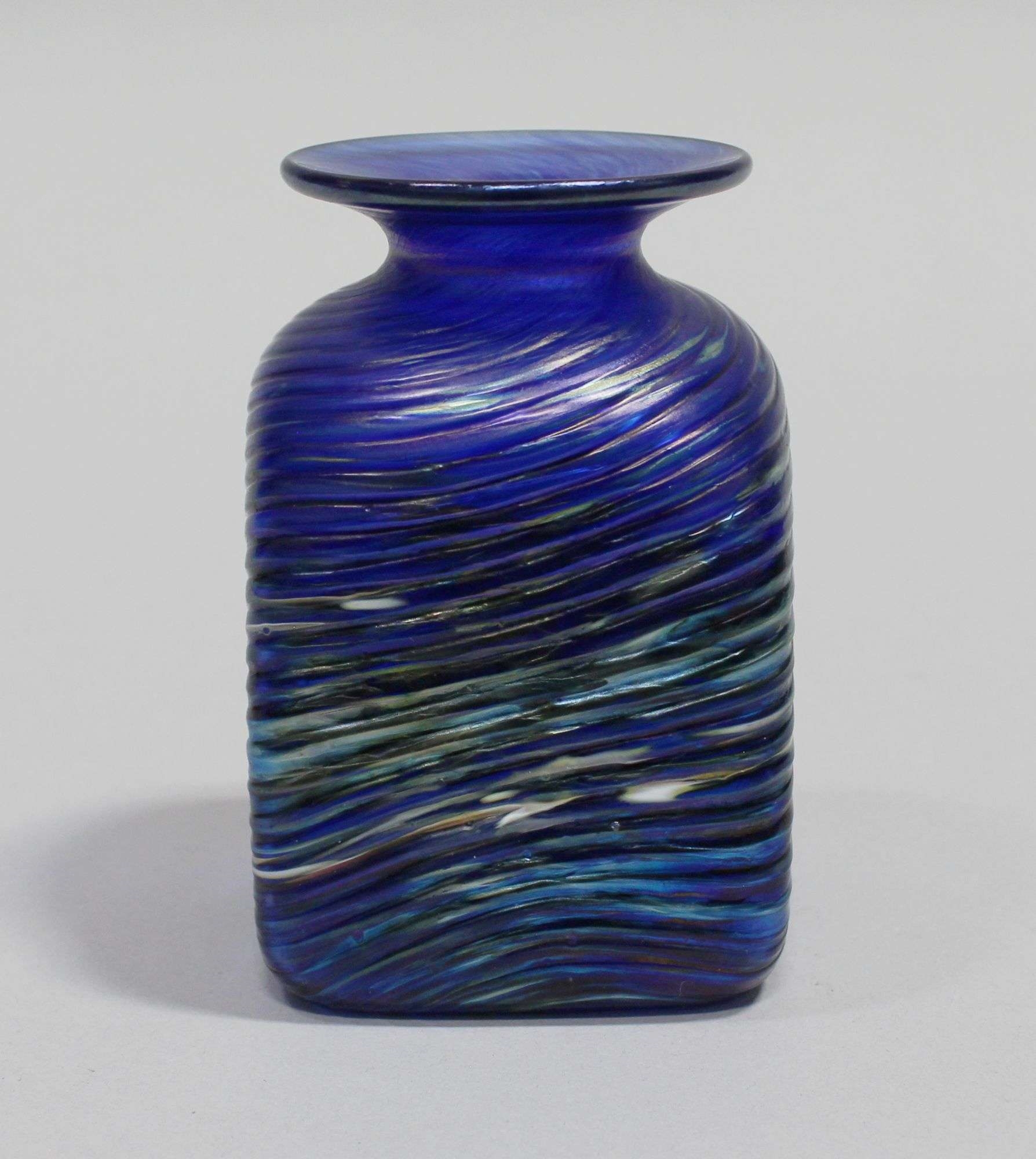 Robert Held | A square art glass vase with textured and enameled ...