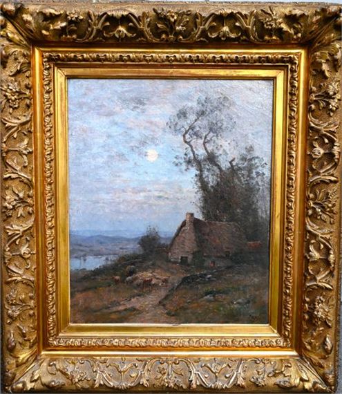 Louis-Aimé Japy | The return of the herd near a thatched cottage ...
