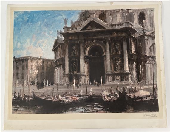 Edward Brian Seago | Gondolas by the Salute (1964) | MutualArt