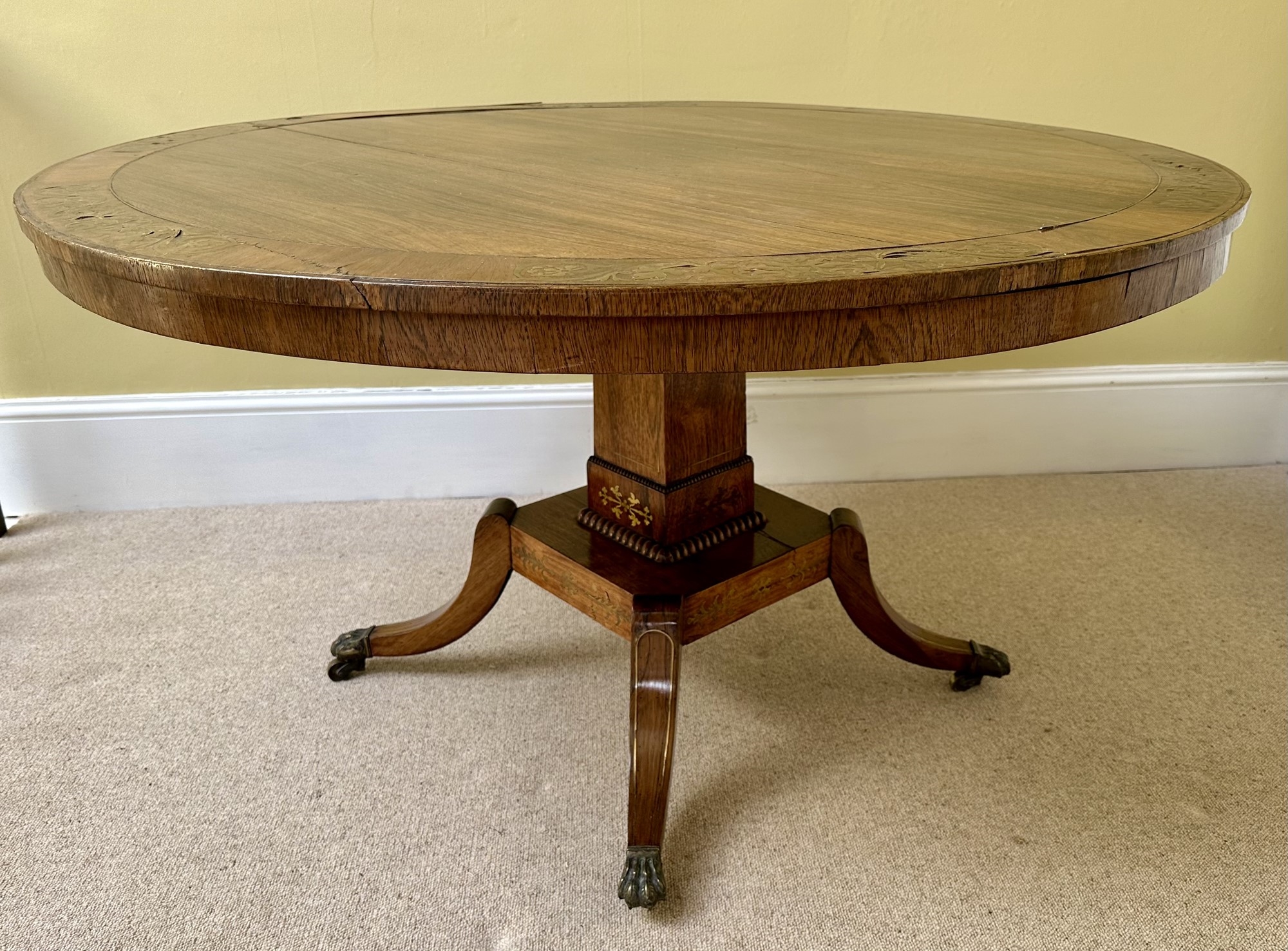 BREAKFAST | Regency rosewood brass inlaid breakfast table, the circular ...