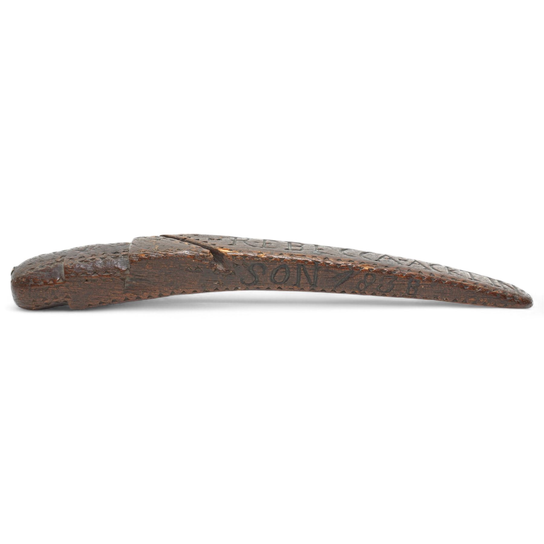 John Clark | 19th century carved treen knitting sheath love token ...