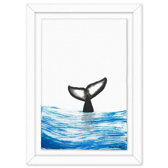 Robert Wyland | Wyland- Original Sumi Ink Painting Whale Tail | MutualArt