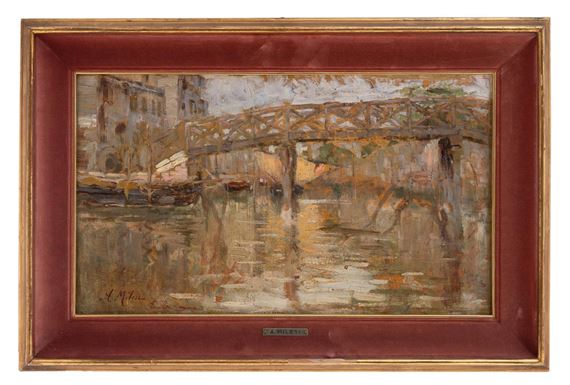Alessandro Milesi | Venezia riflessi nel canale (Al ponte dell'Abazia ...