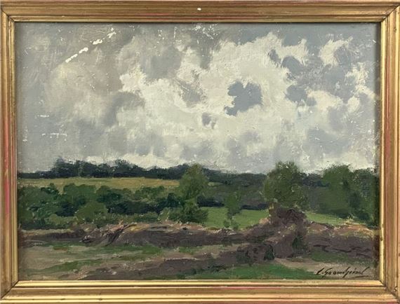 Lucien Henri Grandgerard | Paysage au ciel chargé Huile sur carton ...