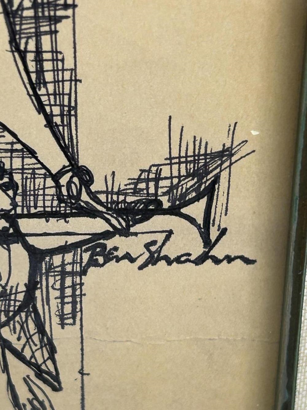 Two Things | Signed Ben Shahn Attributed Ink Drawing | MutualArt