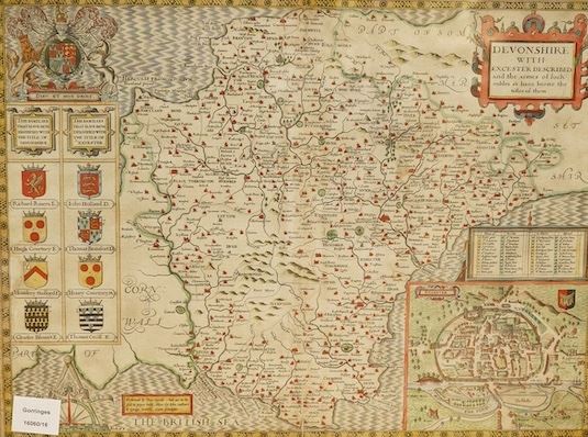 John Speed | John Speed (1552-1629), map of Devonshire, sold by John ...