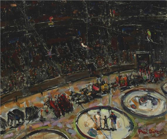 Phil Dike | Acrobats under the circus big top (Circa 1928) | MutualArt