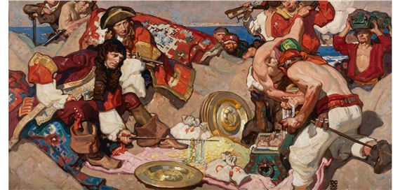 Dean Cornwell | Captain Blood Inspecting the Treasure Chest Jewels ...