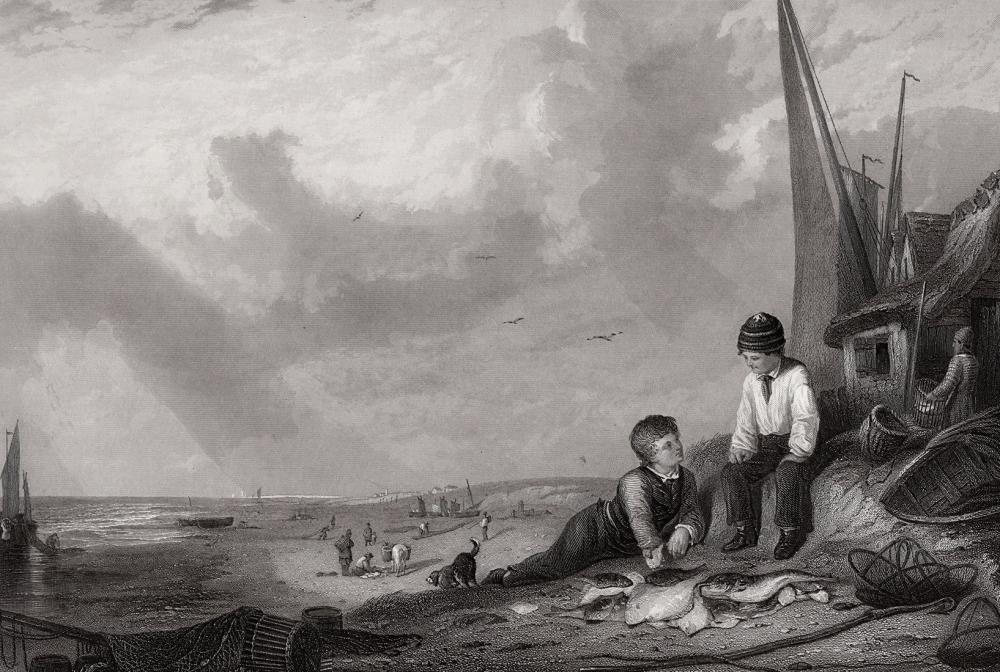 William Collins | WILLIAM COLLINS 1800s Engraving The Fisher-Boys Catch ...