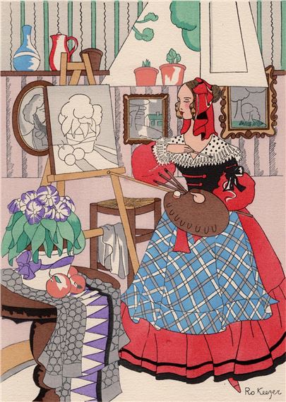 Rosa Sara Keezer | Ro Keezer SIGNED Vintgae Color Pochoir L'ARTISTE ...