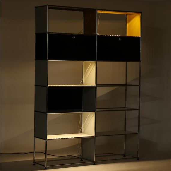 Usm Haller | Tall Steel and Glass Modular Bookshelf | MutualArt