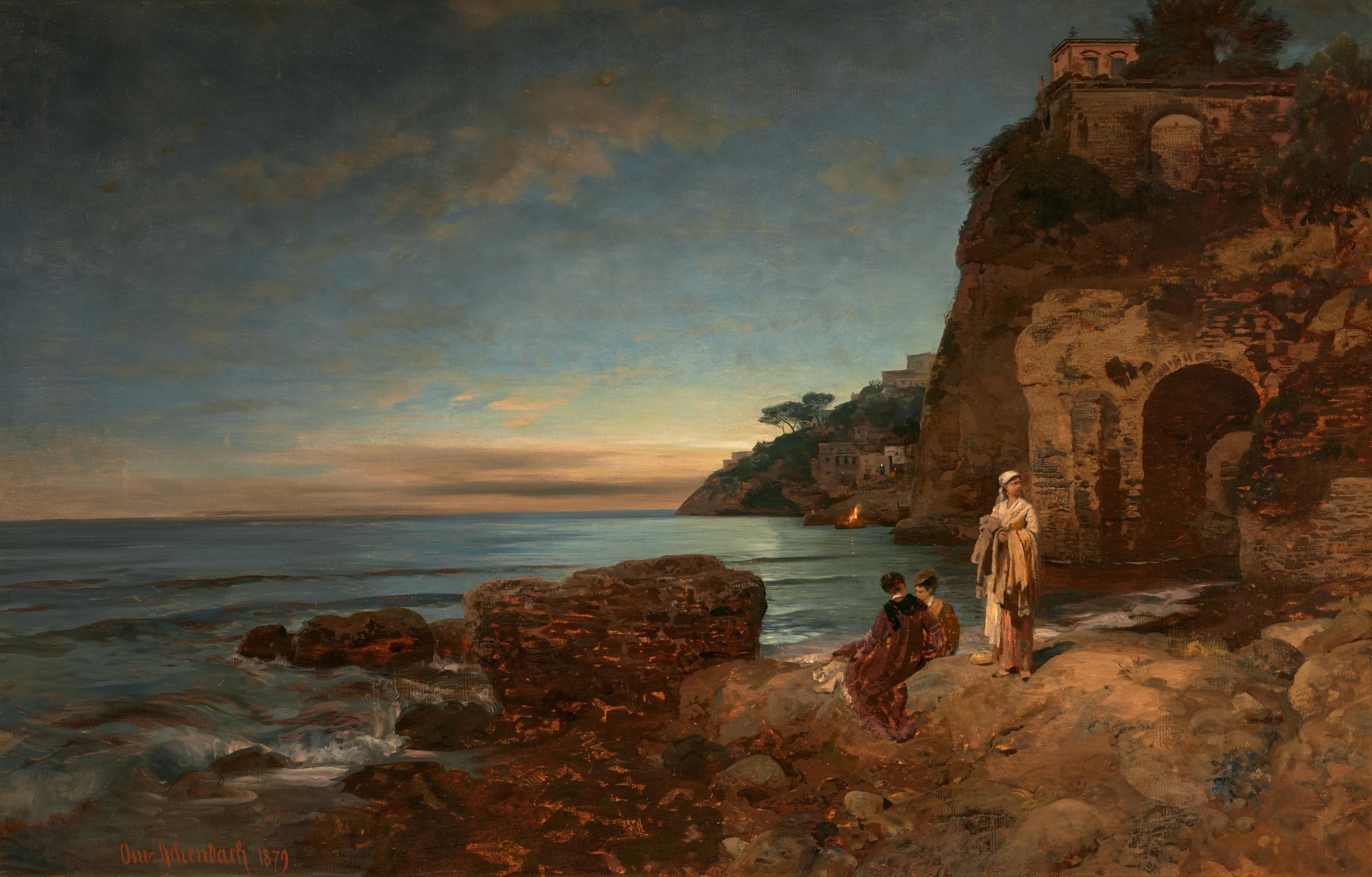 Oswald Achenbach | Evening Mood at the Coast in Front of Sorrent (1879 ...