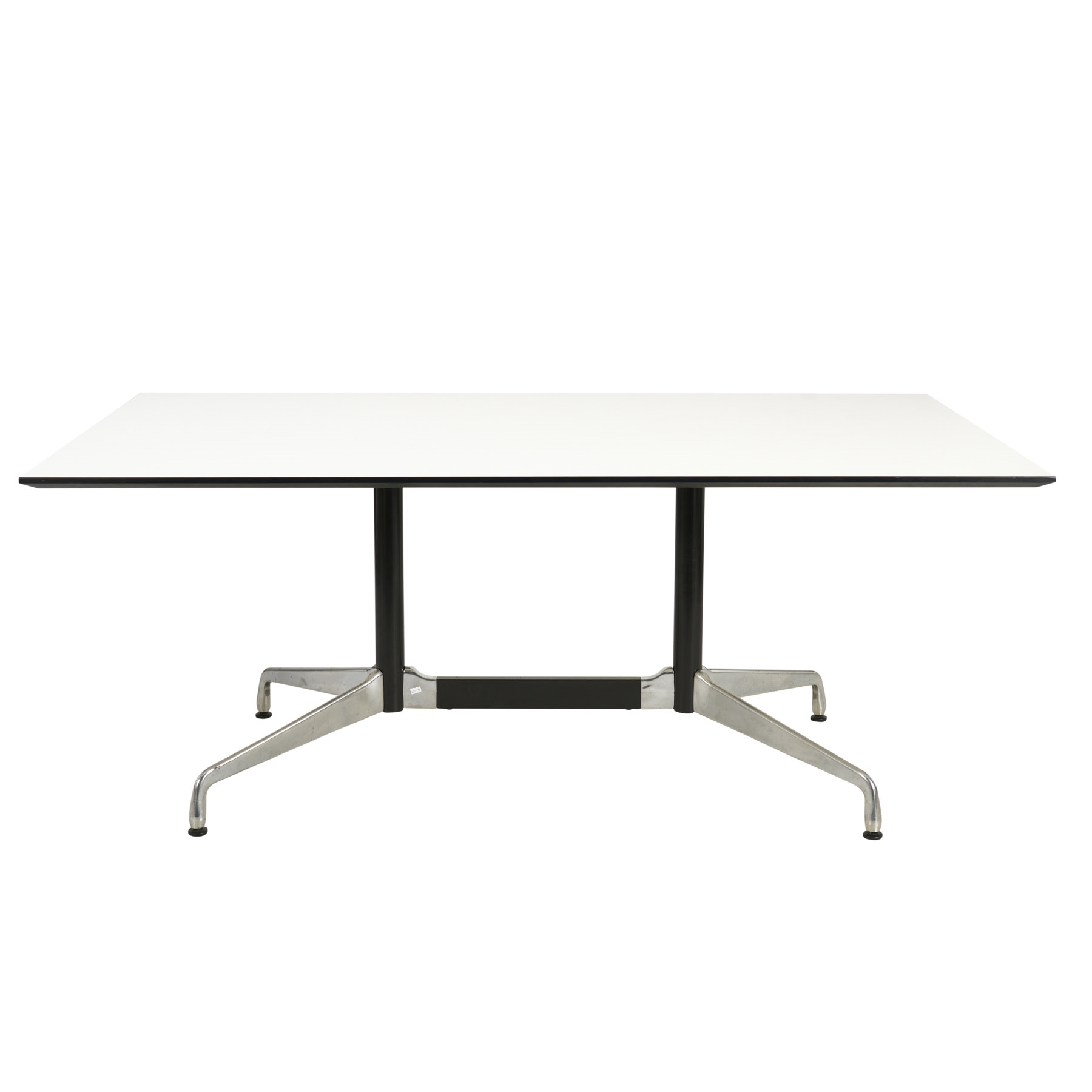 Charles & Ray Eames | Aluminium segmented base with rectangular laminate top in white with black ...