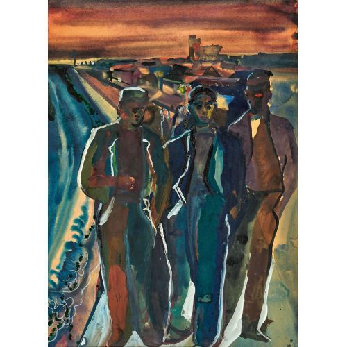Ernst Stocker | Männer am Strand | MutualArt
