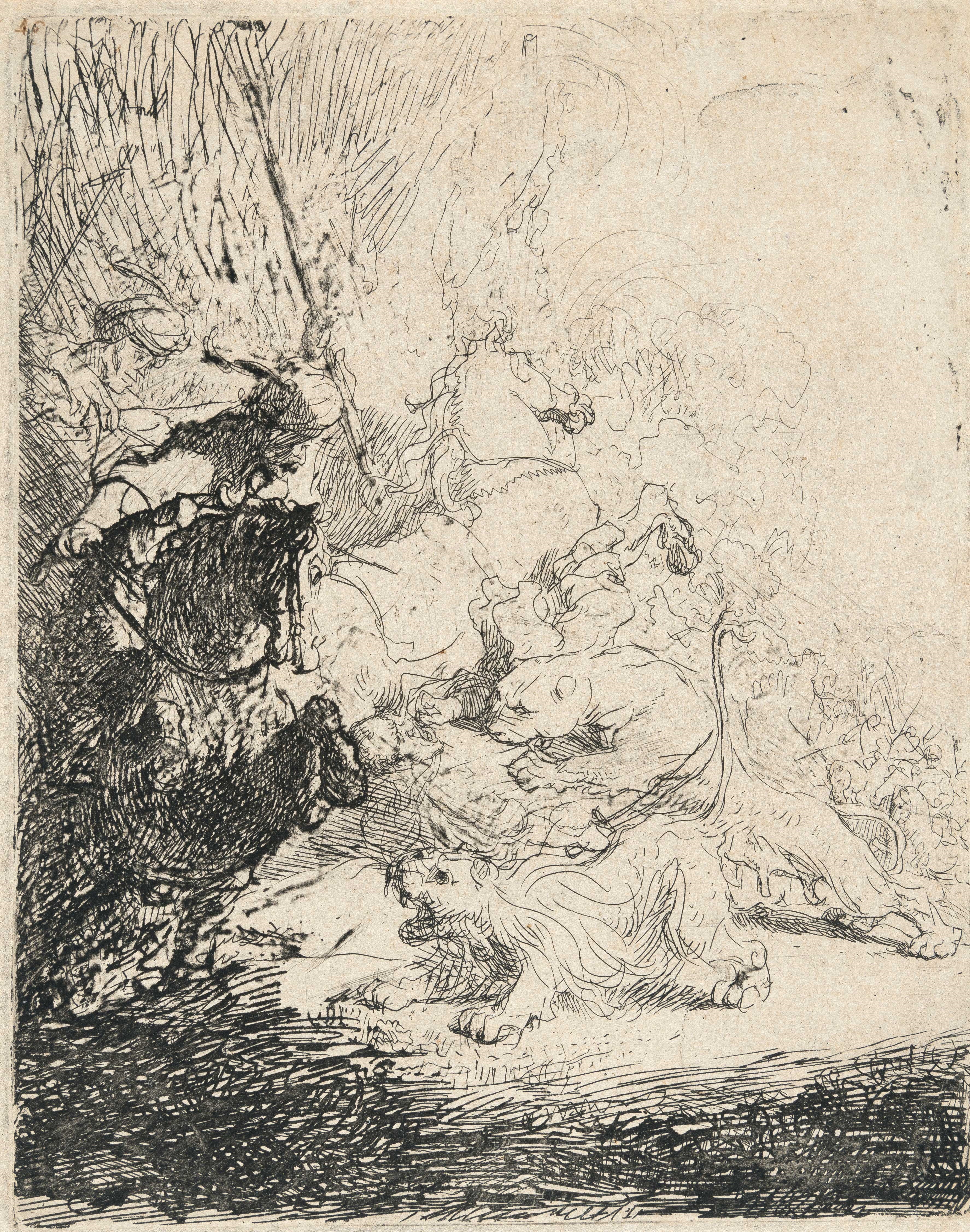 Rembrandt van Rijn | The Small Lion Hunt (with Two Lions (1639 - 1640 ...