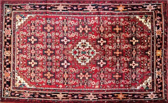 Hamdan | VIBRANT HAND KNOTTED PERSIAN WOOL HAMDAN RUG | MutualArt