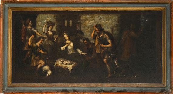 Sevillian School, 17th Century | Cuadro óleo lienzo La adoración de pastores - Escuela sevillana ...