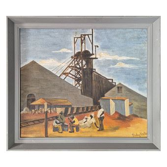 Joseph Kaplan | Figures before an industrial building | MutualArt