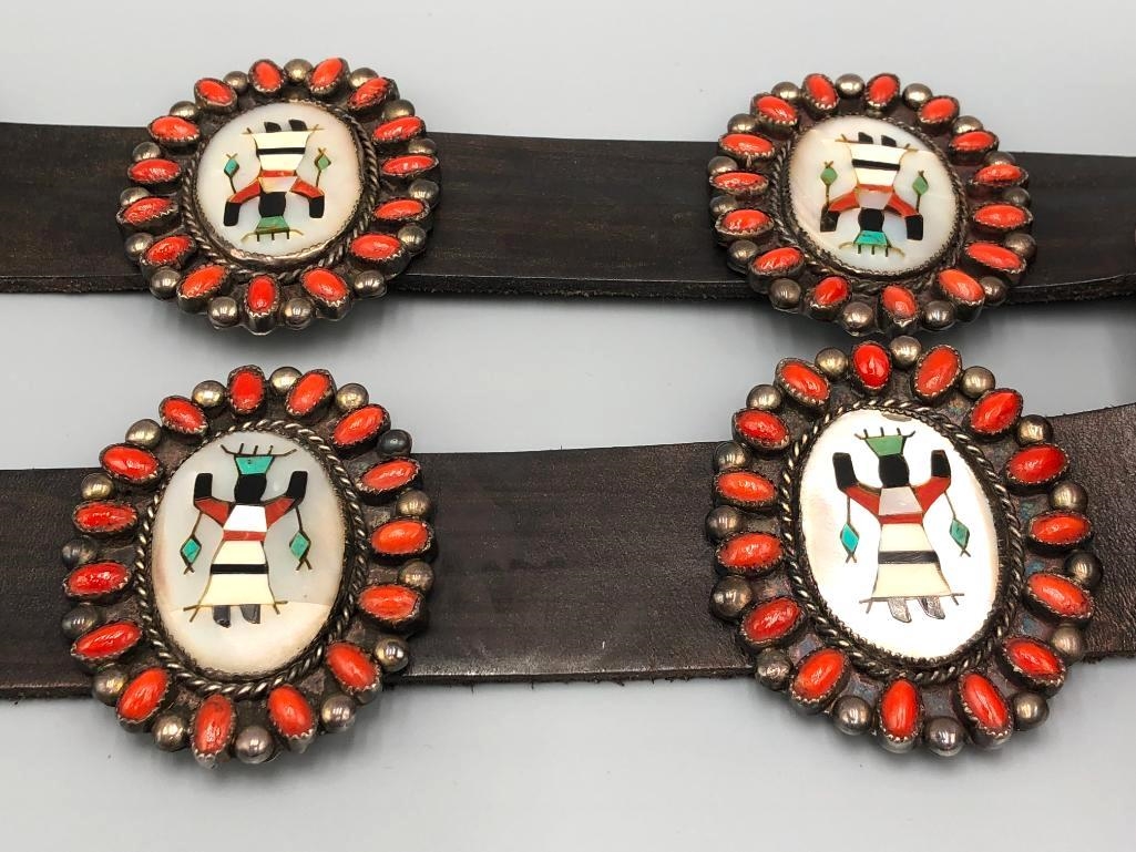 Roland Hogan Begay | Inlay And Coral Concho Belt By Roland Hogan Begay ...