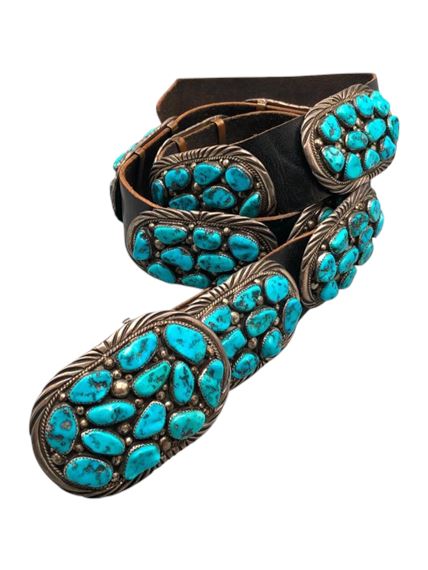 Timothy Lee | Timothy Lee Turquoise Cluster Concho Belt (Circa 1980s ...
