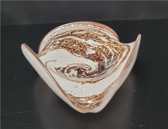 Murano | Murano Style Glass Swirl Triangular Bowl | MutualArt