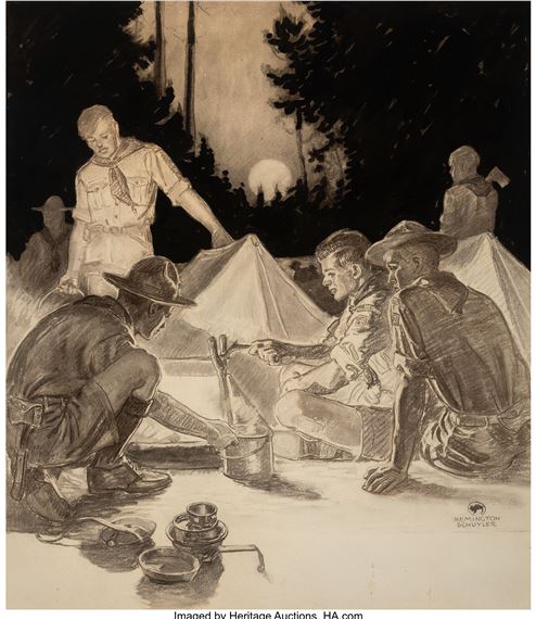 Remington Schuyler | Scouts Around a Campfire | MutualArt