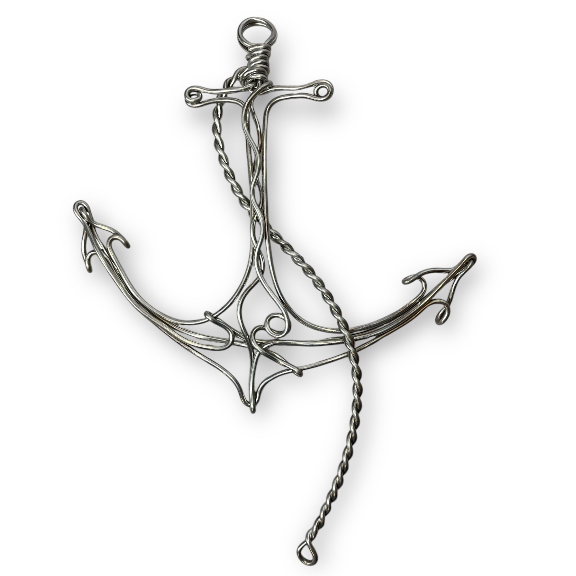 Pops Casey | Two POPS CASEY Nautical Wire Sculptures, Shark & Anchor ...