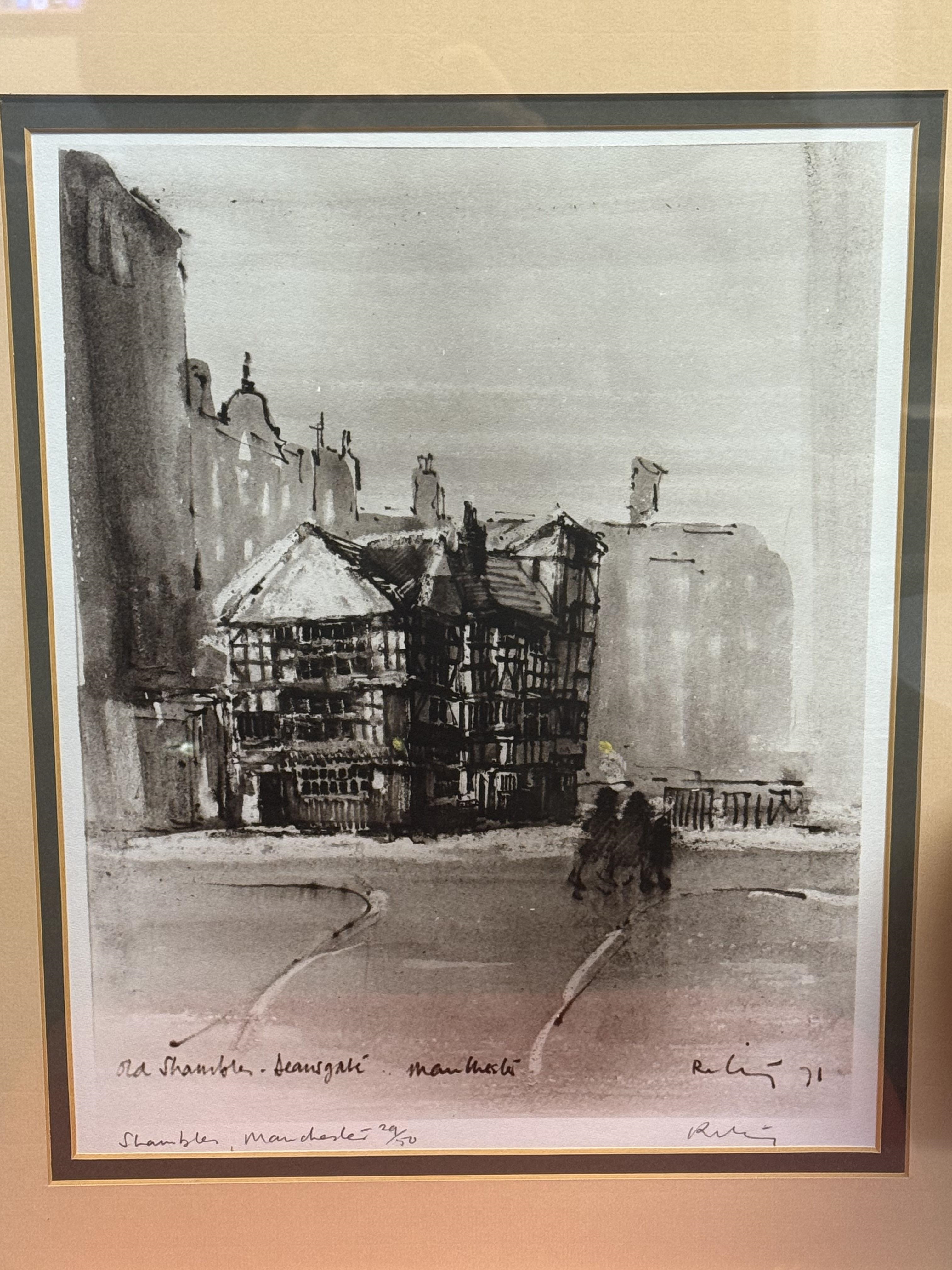 Harold Riley | Harold Riley limited edition print 'Shambles Manc ...