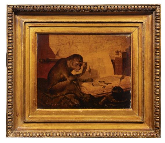 Vincent de Vos | writing monkey (1861) | MutualArt