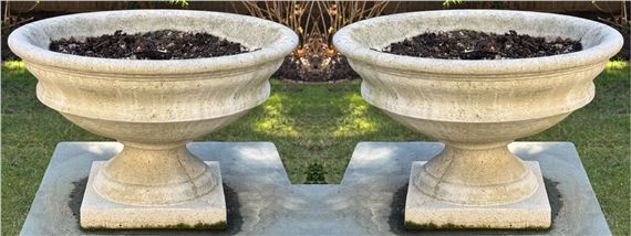 Planters | Pair Cast Stone Planters | MutualArt