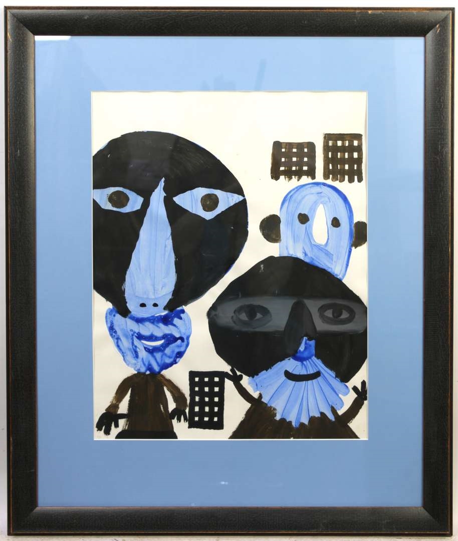 Derk Thijs | Blauwe compositie met drie figuren | MutualArt