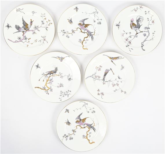 Limoges School, 20th Century | Een set van 6 porseleinen borden ...