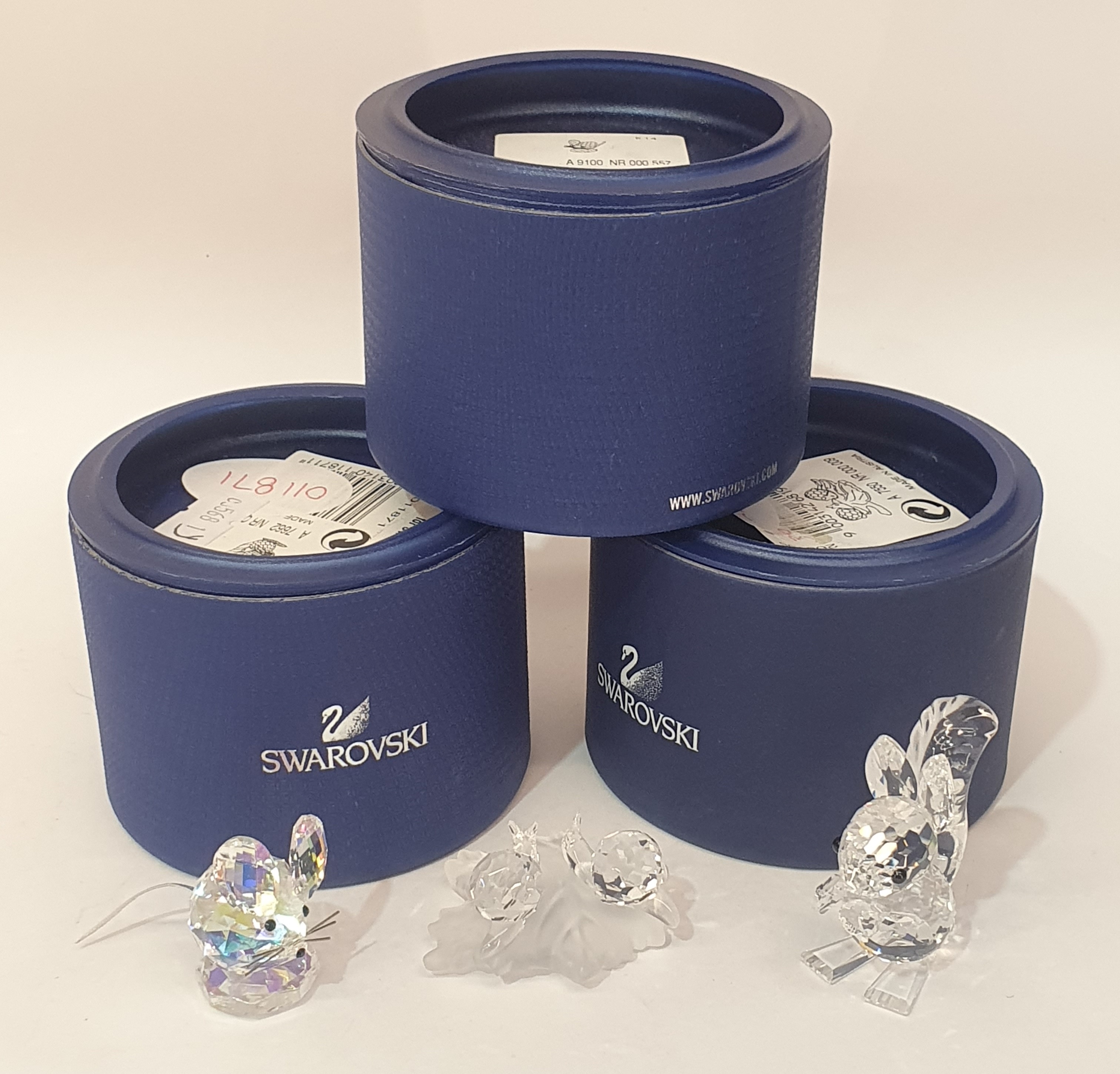 Unknown | THREE MINIATURE SWAROVSKI CRYSTAL ANIMAL MODELS | MutualArt