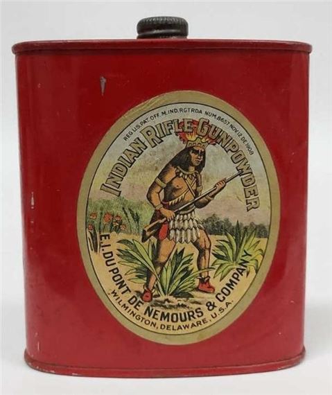Dupont | Indian Rifle Gunpowder Dupont FFFG Paper Label Tin | MutualArt