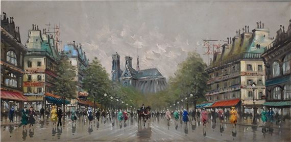 Antonio DeVity | Parisian street scene featuring Notre Dame Cathedral ...