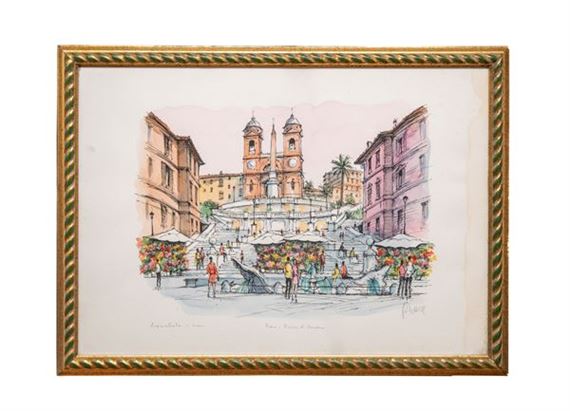 Battelli Fausto | LITO PIAZZA DI SPAGNA DI FAUSRTO BATTELLI | MutualArt