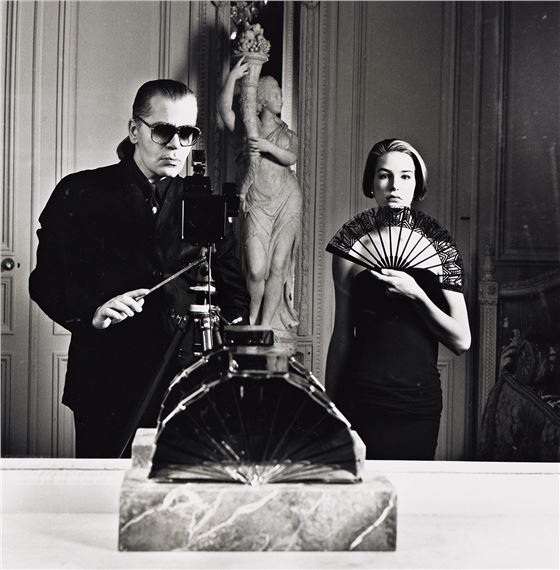 Karl Lagerfeld | Self-portrait with model (Circa 1987) | MutualArt