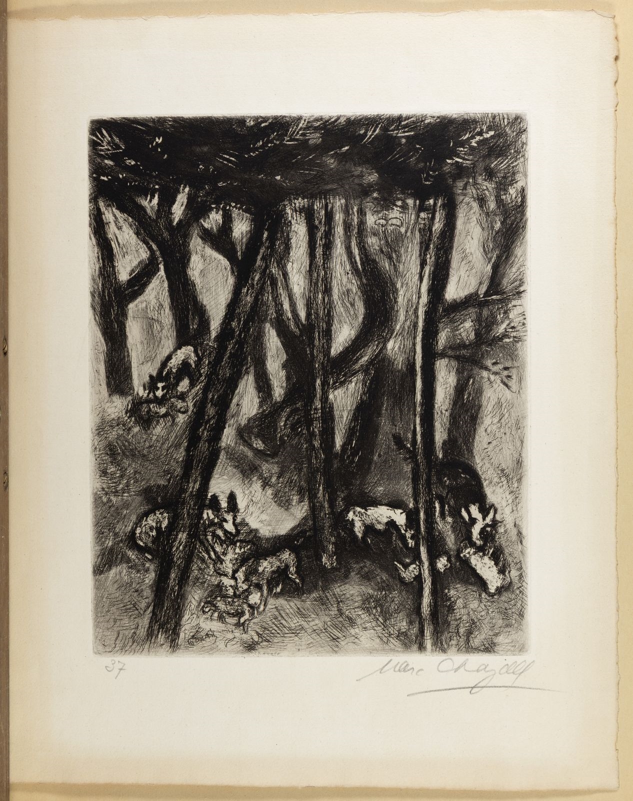 Marc Chagall | Tiere im Wald aus Fables de La Fotaine (1887) | MutualArt